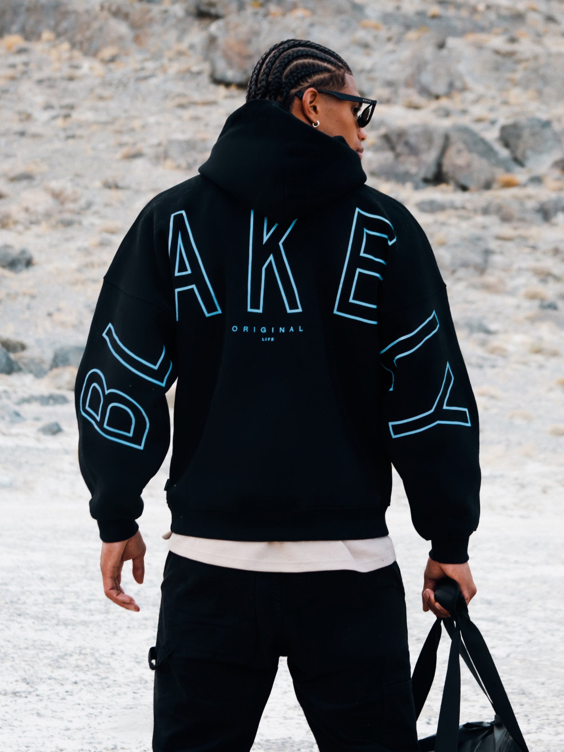 Buy Blakely Mens Electric Blue Embroidered Idris Oversized Hoodie ...