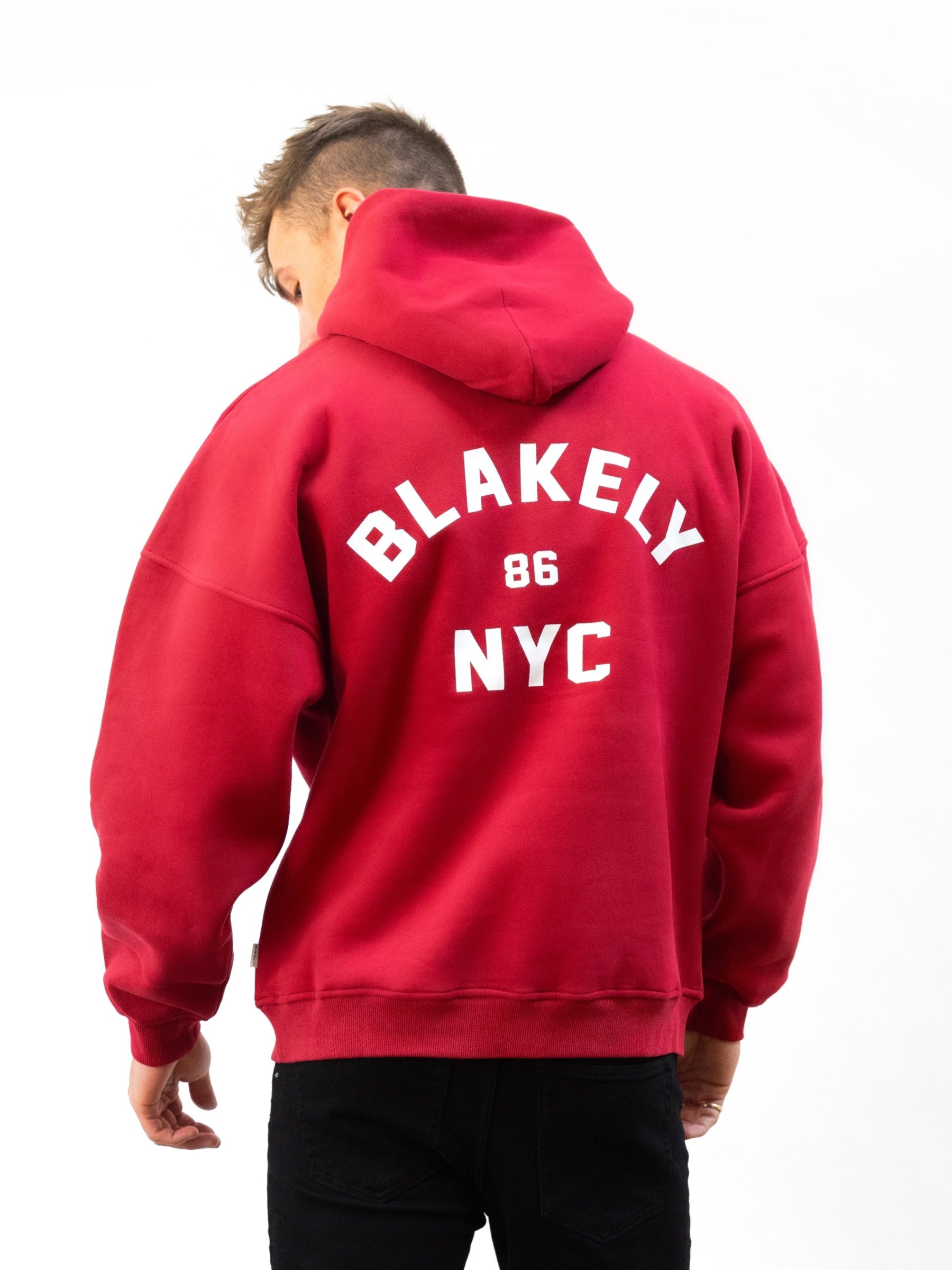 Buy Blakely Red NYC Relaxed Hoodie | Free delivery on orders over $199 ...
