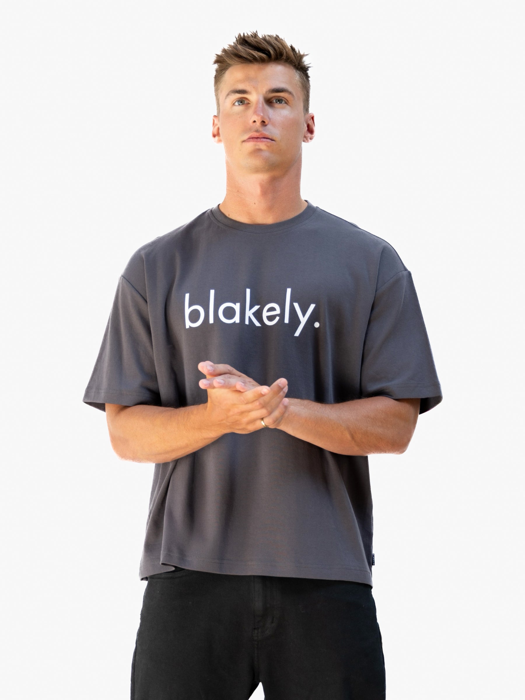 Buy Blakely Charcoal Logo Unfitted T-Shirt | Free delivery on orders ...