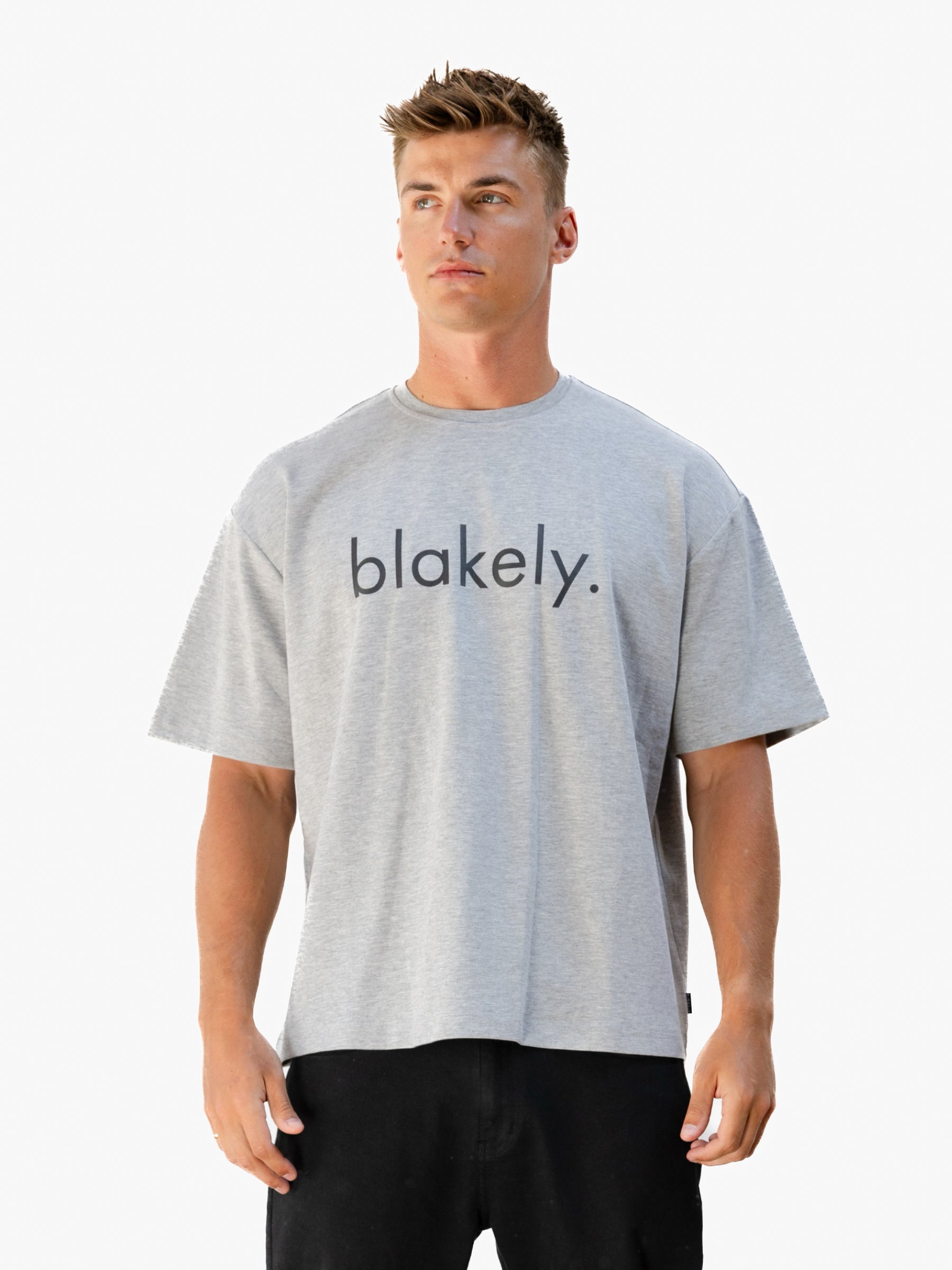 Buy Blakely Marl Grey Logo Unfitted T-Shirt | Free delivery on orders ...