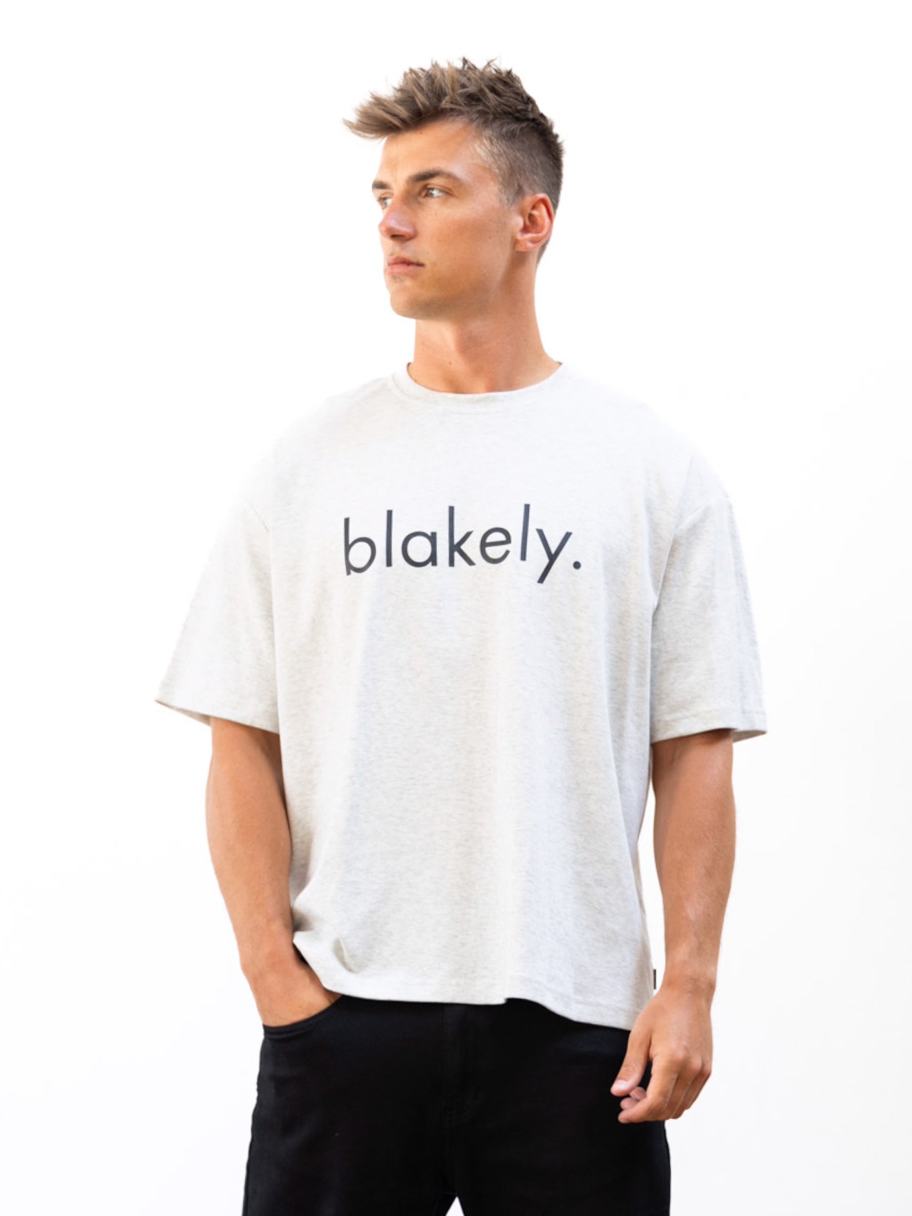 Buy Blakely Marl White Logo Unfitted T-Shirt | Free delivery on orders ...