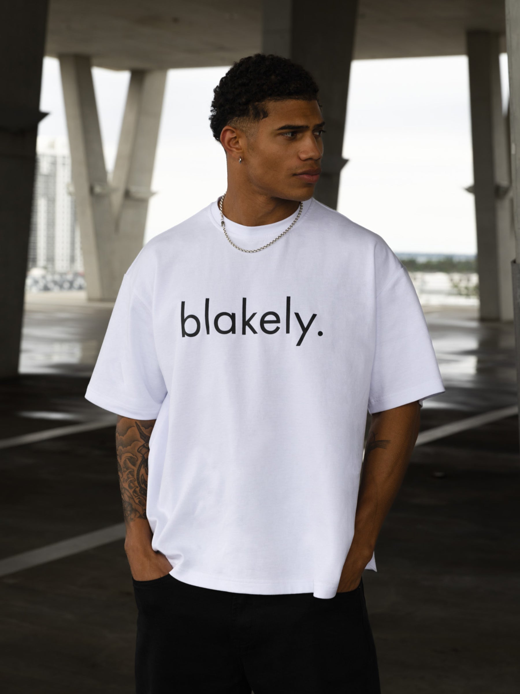 Buy Blakely White Logo Unfitted T-Shirt | Free delivery on orders over ...