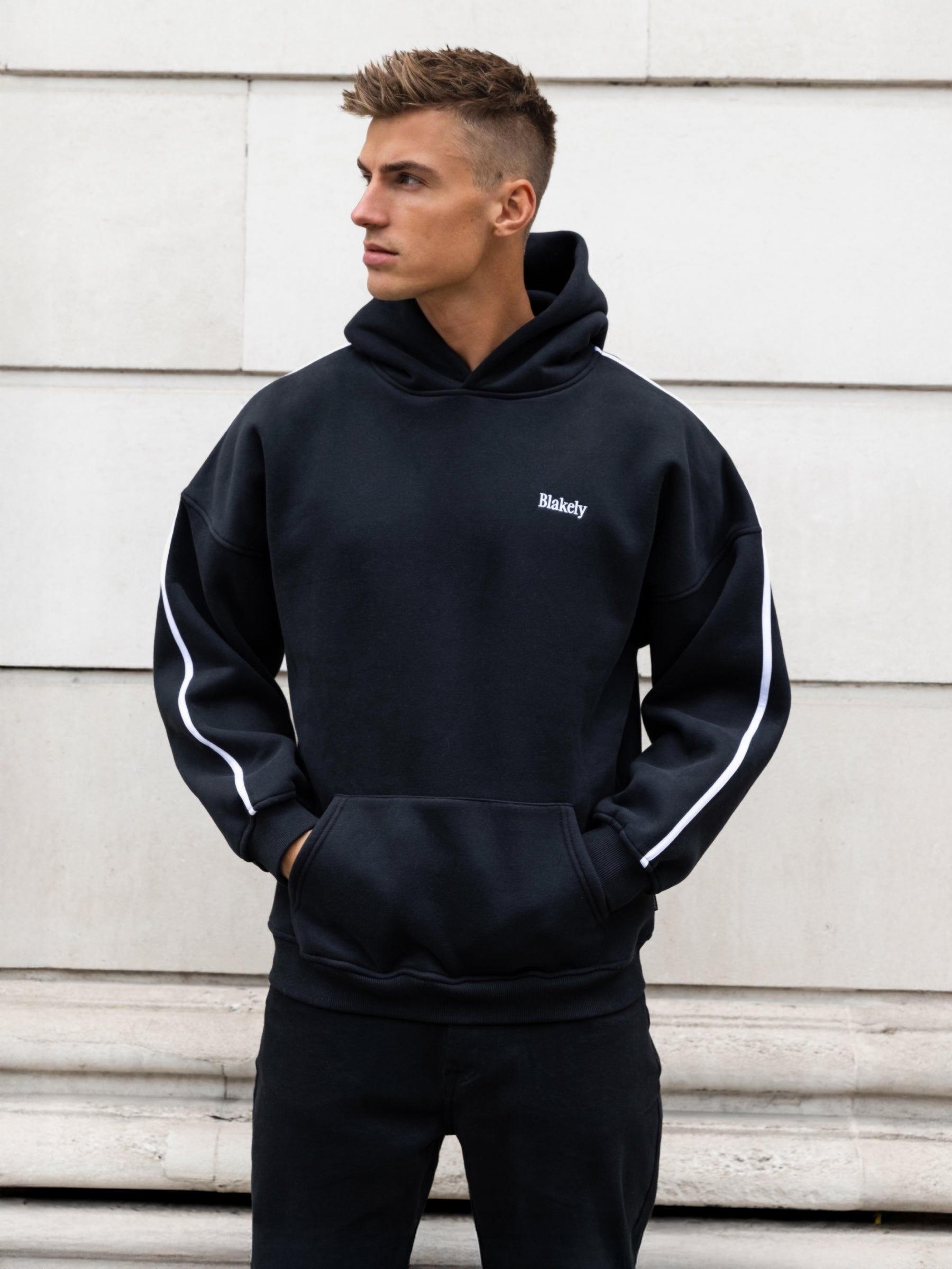 Buy Blakely Mens Black Marlo Relaxed Hoodie | Free delivery on orders ...
