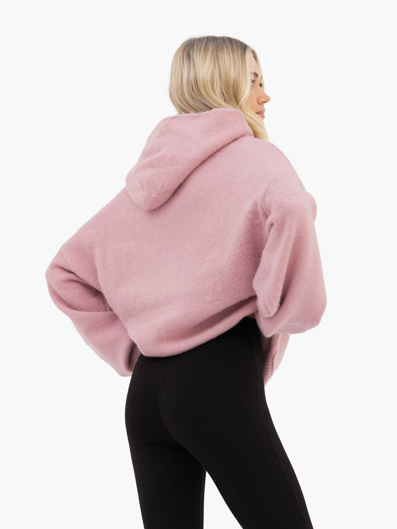 Buy Blakely Womens Petal Pink Oversized Knitted Hoodie | Free delivery ...