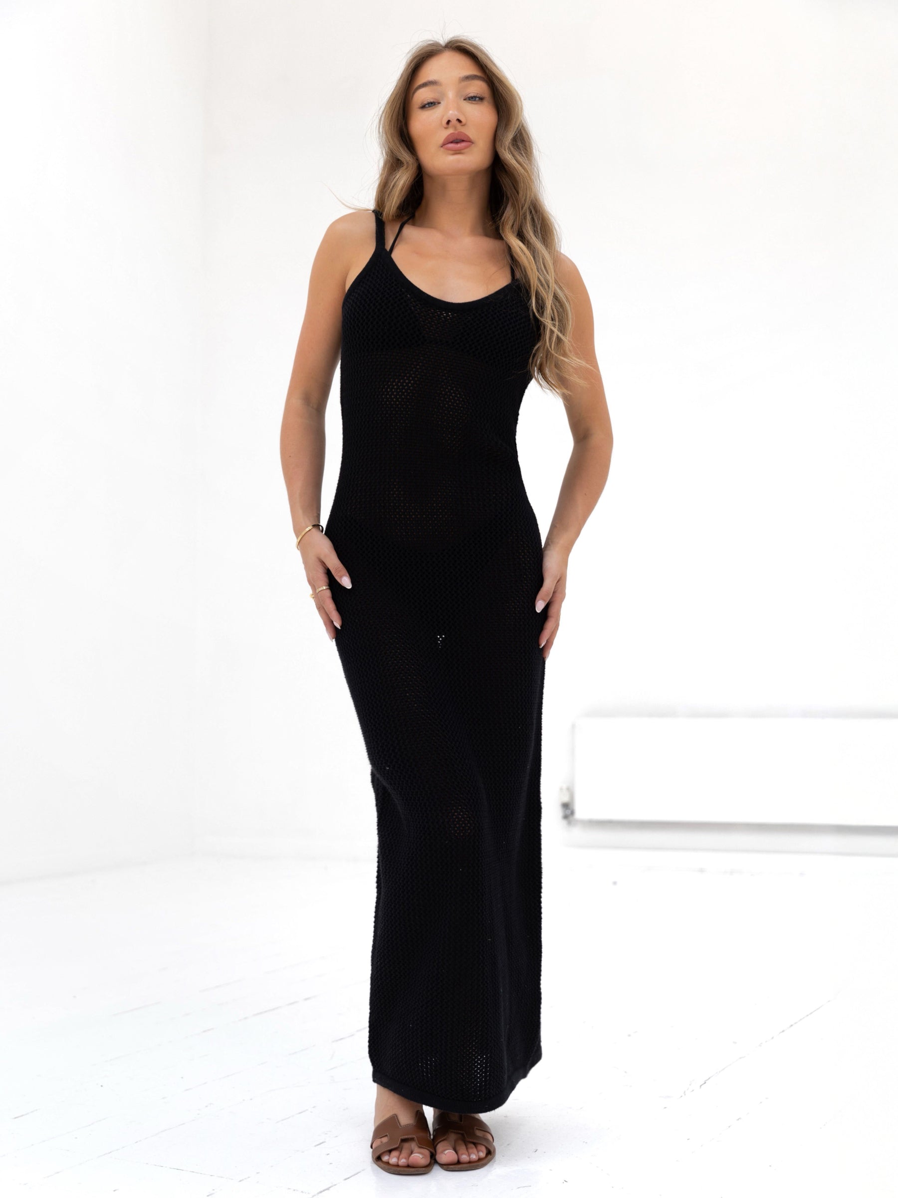 Buy Blakely Black Crochet Maxi Dress | Free delivery on orders over ...