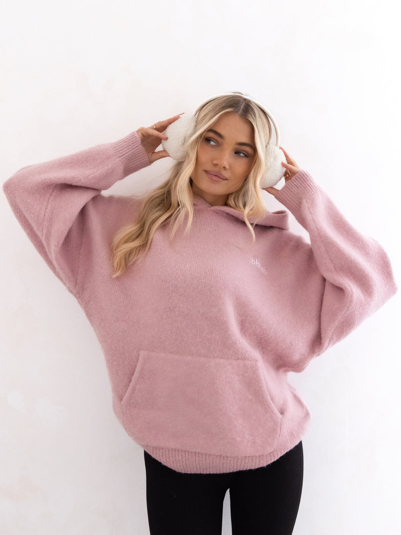 Buy Blakely Womens Petal Pink Oversized Knitted Hoodie | Free delivery ...