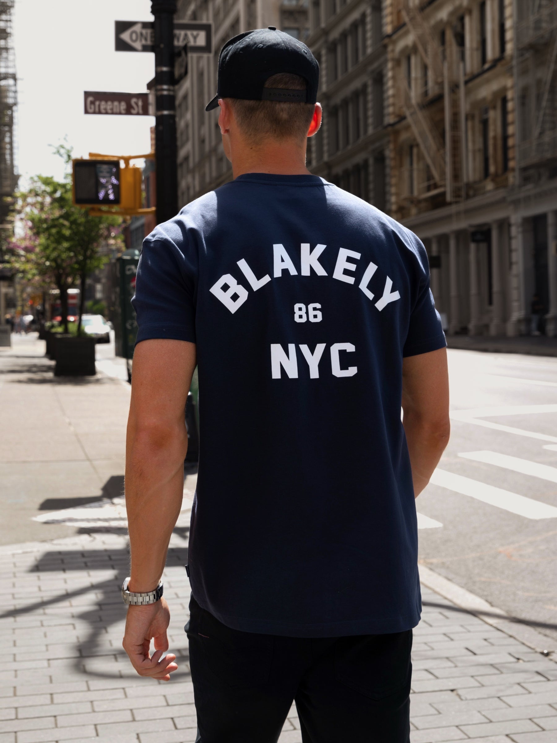 Buy Blakely Mens True Navy NYC Relaxed T-Shirt | Free delivery on ...