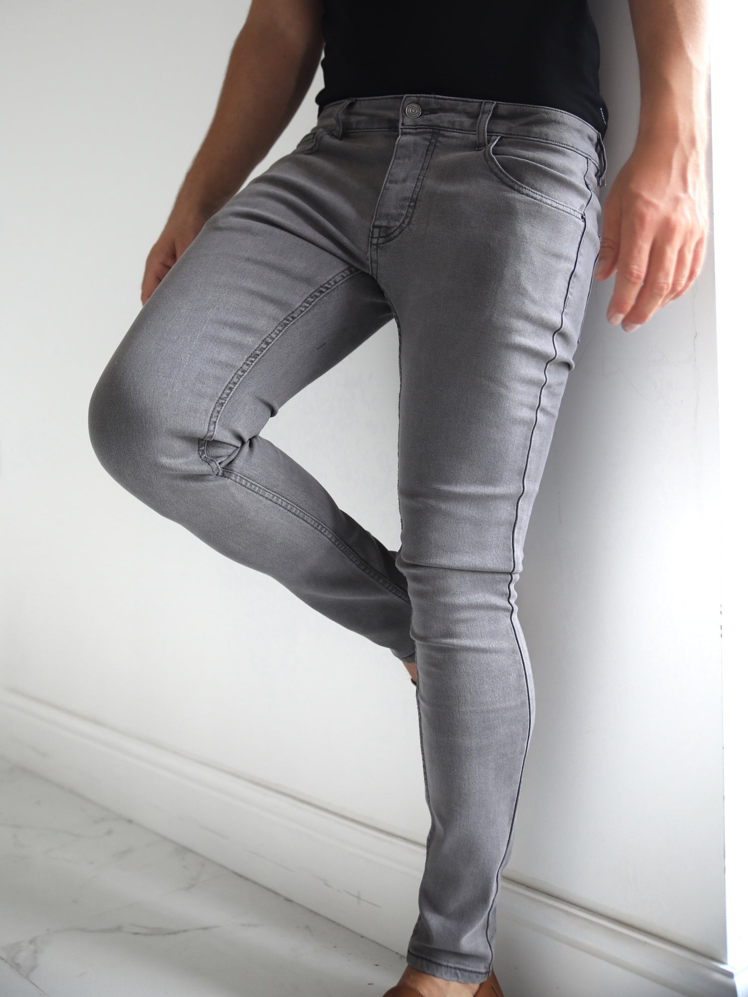 Mens grey jeans slim fit store